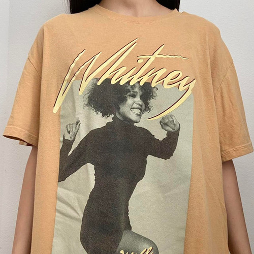 Whitney Houston Rap Tee Graphics Yellow Shirt | Kaisers Closet