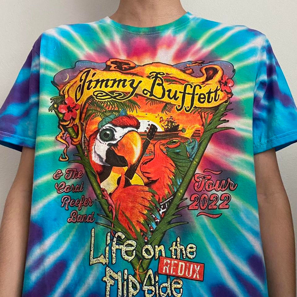 Jimmy Buffett Band Graphics Tie Dyed Tee Shirt | Kaisers Closet