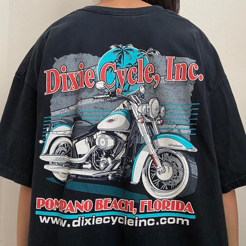 Vintage Dixie Cycles 2000s Graphics Black Tee Shirt | Kaisers Closet