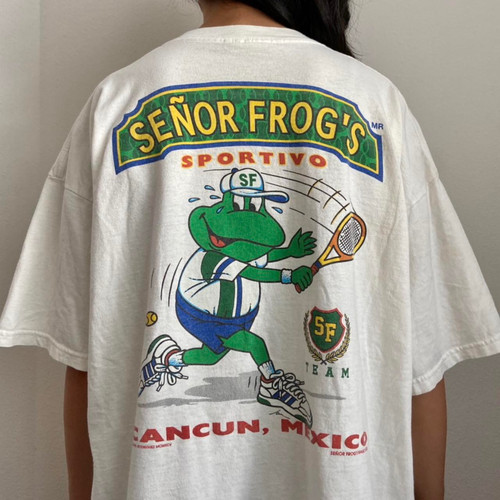 Vintage Senor Frogs Cancun Graphics White Tee Shirt | Kaisers Closet