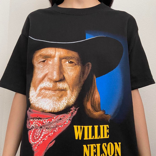 Vintage Willie Nelson Band Graphics Black Tee Shirt | Kaisers Closet