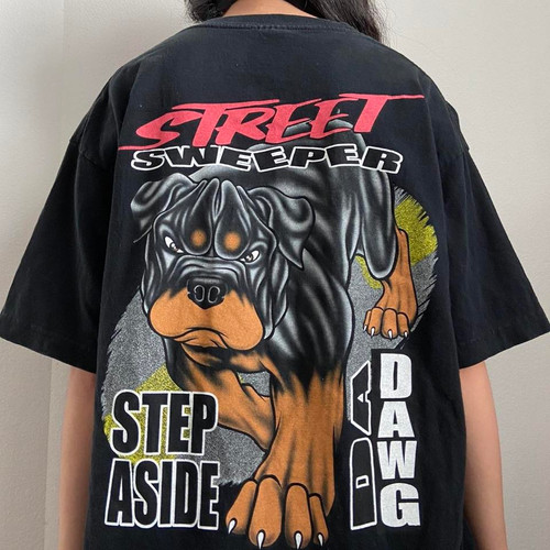 Vintage Street Sweeper 1990s Graphics Black Tee Shirt | Kaisers Closet