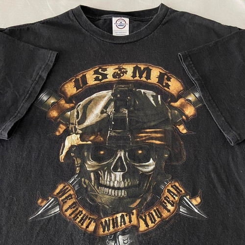 Vintage USMC 2000s Graphics Black Tee Shirt | Kaisers Closet