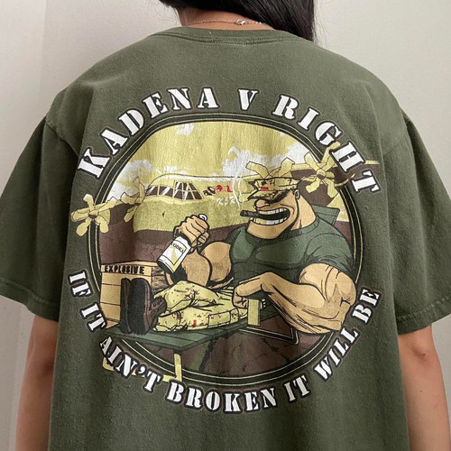 Vintage Kadena Army 2000s Graphics Green Tee Shirt | Kaisers Closet