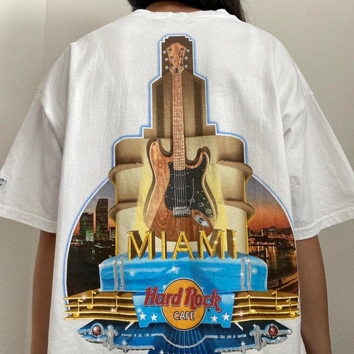 Vintage Hard Rock Cafe Miami Graphics White Tee Shirt | Kaisers Closet
