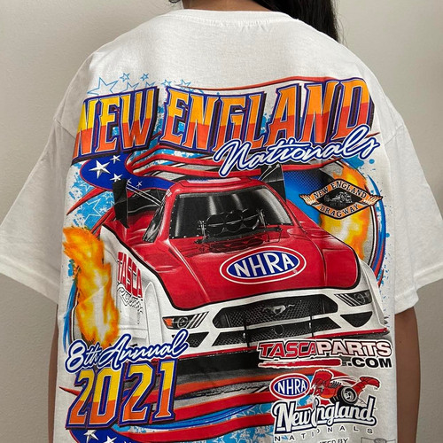 NHRA New England Nascar Graphics White Tee Shirt | Kaisers Closet