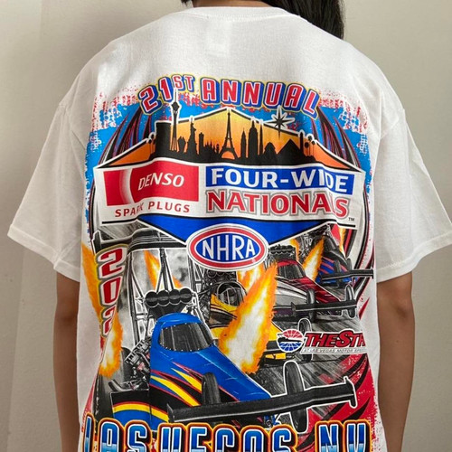 NHRA Nationals Nascar Graphics White Tee Shirt | Kaisers Closet
