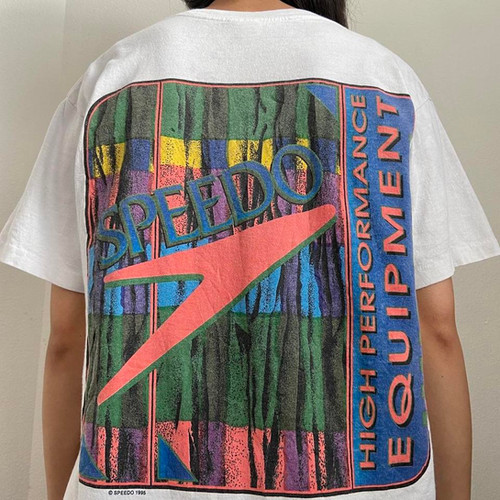 Vintage Speedo 1996 Graphics White Tee Shirt | Kaisers Closet