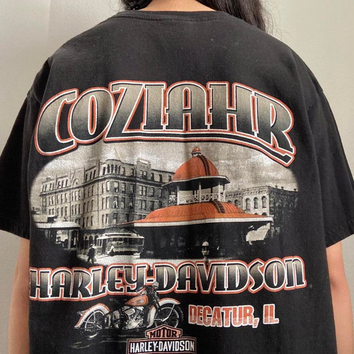 Vintage Harley Davidson Decatur Graphics Black Tee Shirt | Kaisers Closet