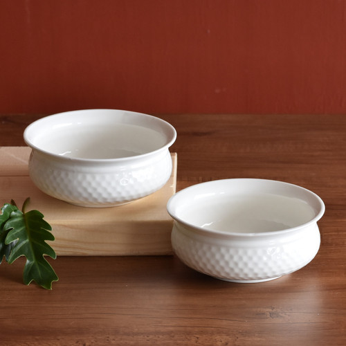 Clay Craft Hammered Microwave Safe Serving Bowl Set of 2 | Spaces Inside