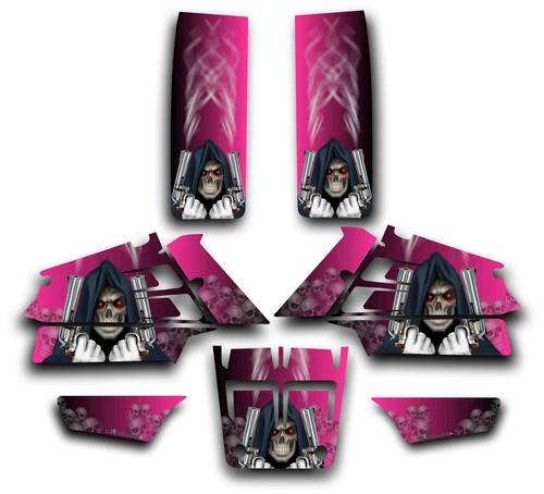 YAMAHA BANSHEE GRAPHICS DECAL KIT GRIM REAPER REVENGE STICKER WRAP PINK ...