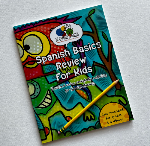 Spanish Basics Review Workbook (Grades 3rd-6th) | micaminospanish