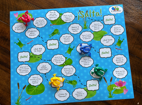 ¡SALTA! Spanish Basics Review Board Game for Kids! | micaminospanish