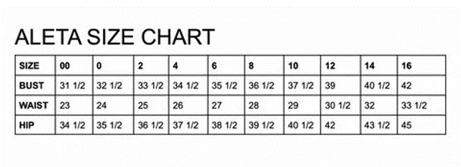 Size Charts | Lola B Formals