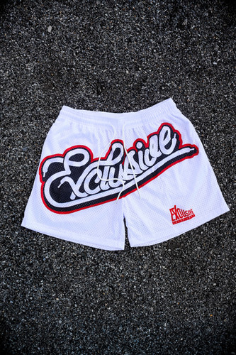 Exclusive Script Mesh Shorts (White) | Exclusive Sneaks