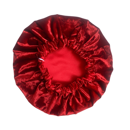 Red Crushed Velvet Bonnet | Scotch Bonnets