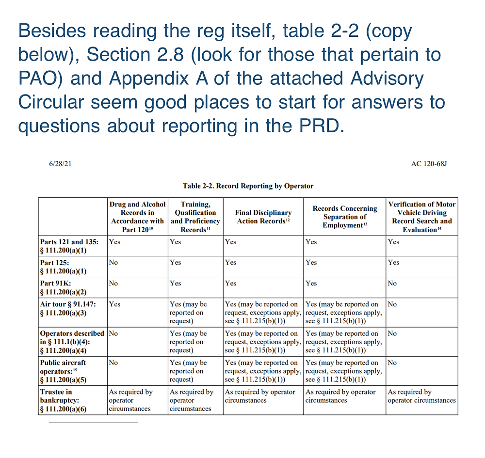 More Pilot Record Database Table 2-2