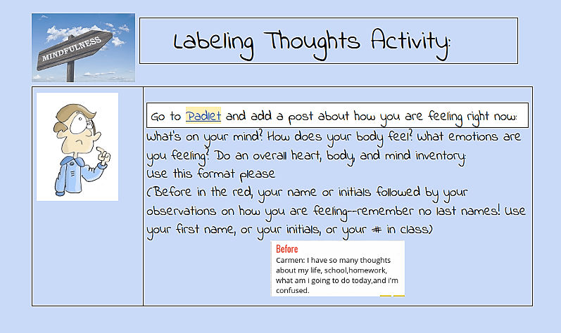 Mindfulness Hyperdoc: Labeling Thoughts | cbhpe