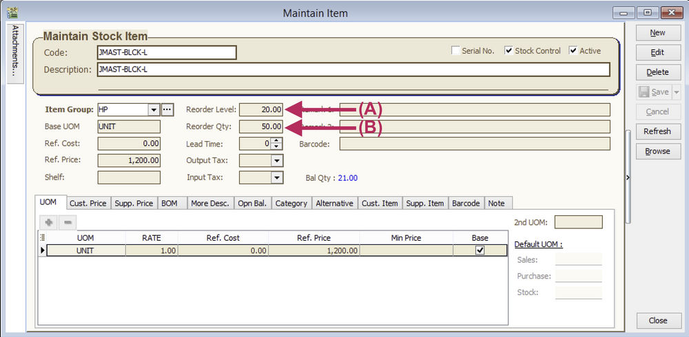 Stock Reorder Level & Reorder Quantity | SQL Account