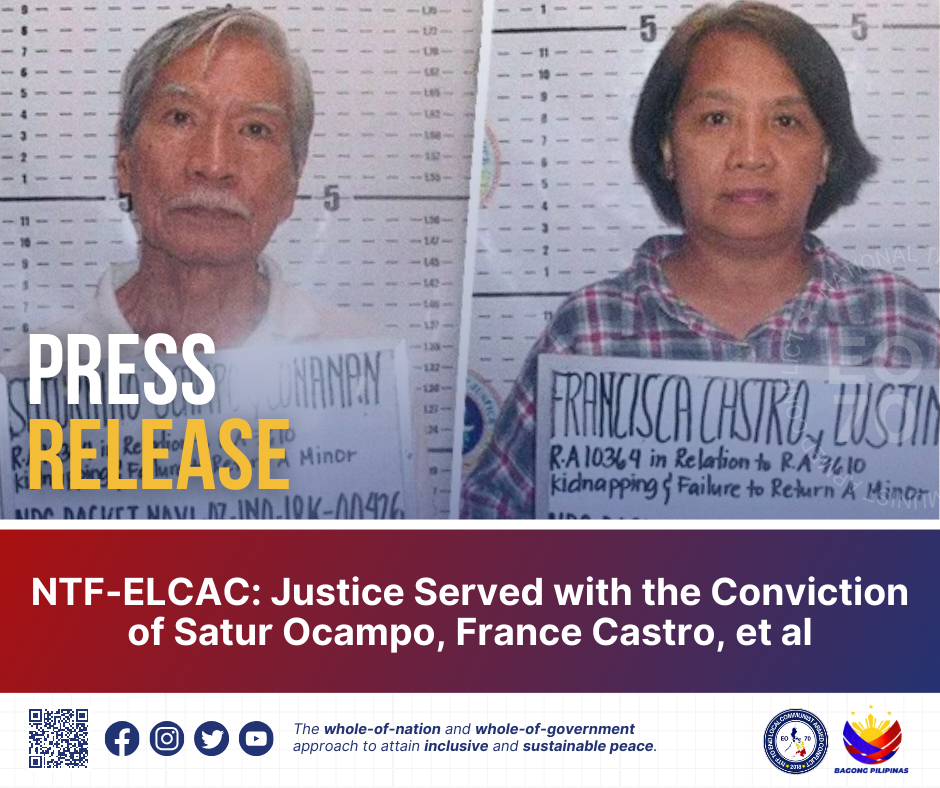 NTF ELCAC: Justice Served with the Conviction of Satur Ocampo, France ...