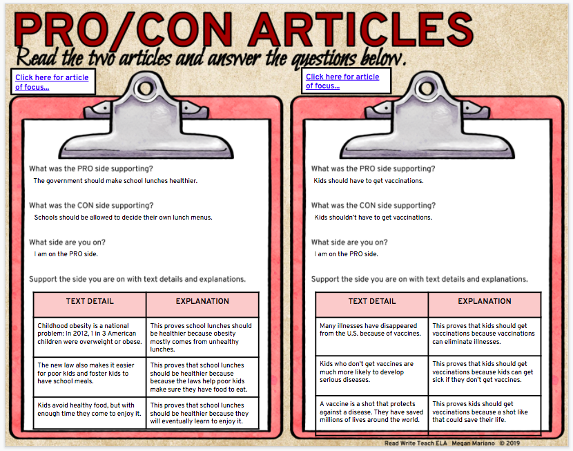 Argumentative Writing: Debates in Middle School