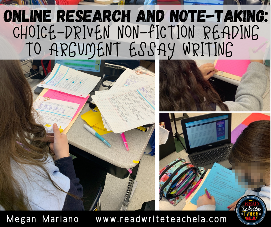 Online Research, Note-Taking, & Argument Essay: Student Choice Driven