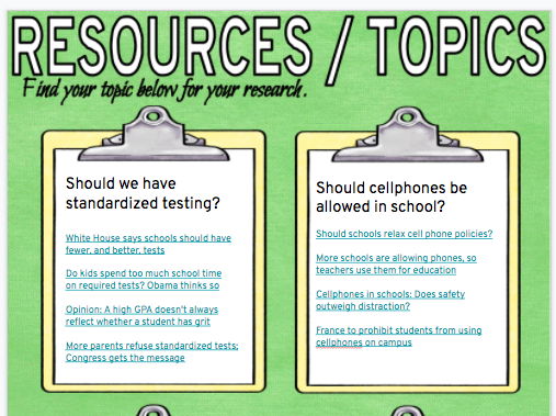 Argumentative Writing: Debates in Middle School