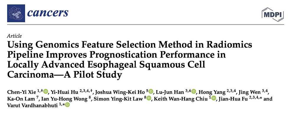 Using Genomics Feature Selection Method In Radiomics Pipeline Improves