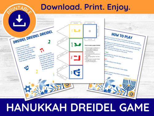 Printable DIY Hanukkah Dreidel Game, Dreidel Craft, Chanukah Activities ...