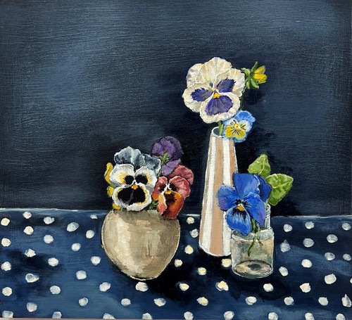 Pansies and the Three Vases | AK Bellinger Gallery