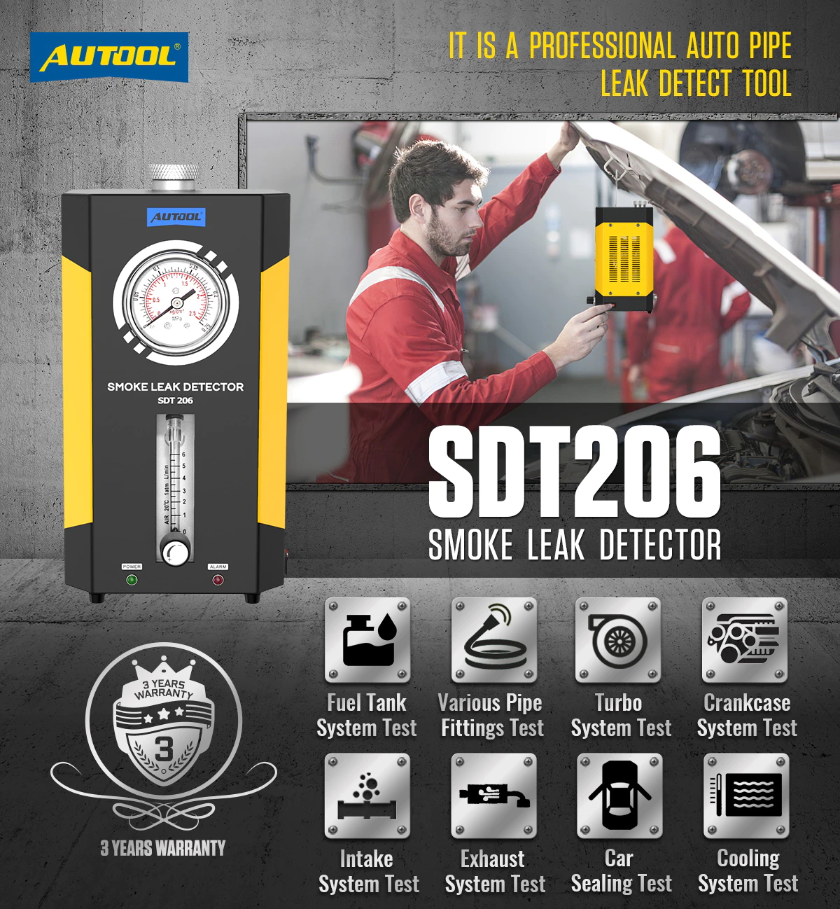 GENERICO SDT206 Detector de fugas de humo - Versión Anterior - Autool | falabella.com