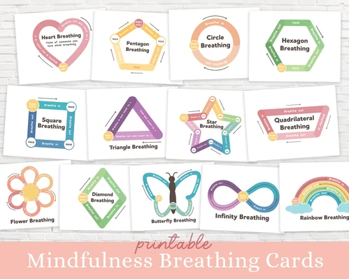 Mindfulness Breathing Cards Instant Download Printable | Sign & Bloom