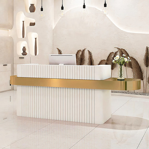 White Reception Desk Luxury Checkout Counter For Retail Store | Twinkle ...