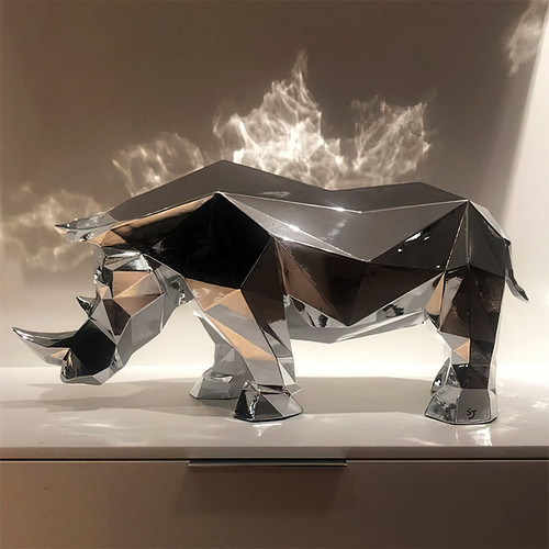 Stainless Steel Rhinoceros Statues Window Display Props | Twinkle ...