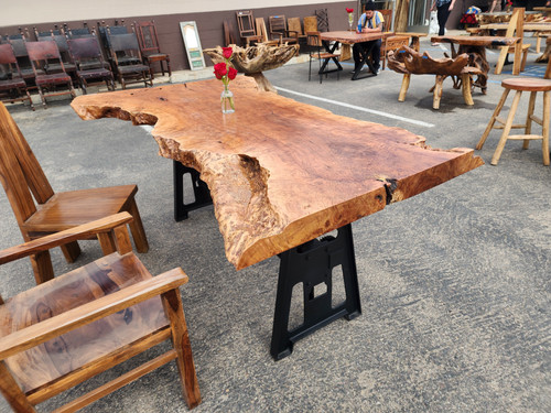 7ft Lychee slab on Industrial Crank Base | San Diego Rustic