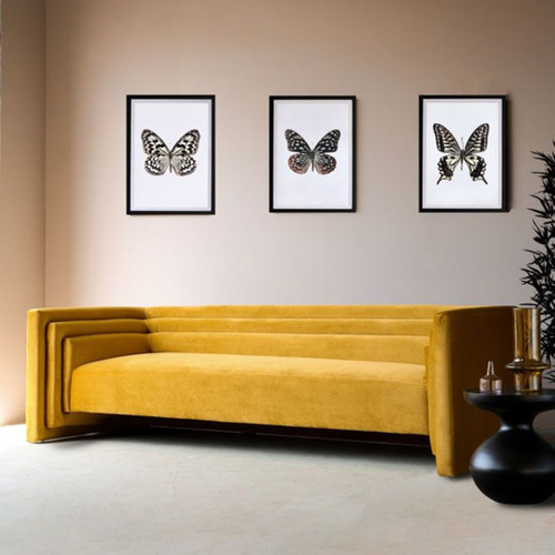 Golden Mustard Velvet Stepped Frame Sofa | interior fascinationhttps ...
