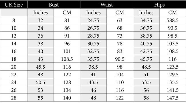 Size & Care Guide | Glamour & Glitz | Women's Clothing