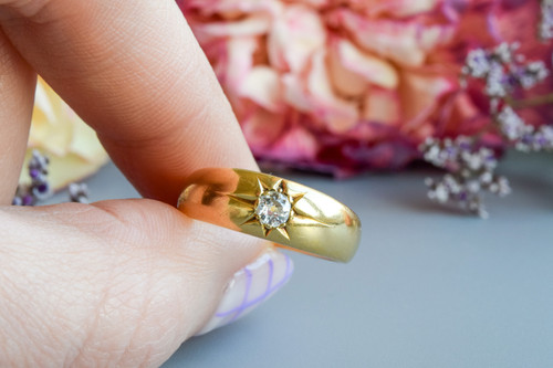 Antique Victorian old cut diamond star set ring 18 carat gold ...