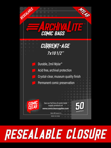 Mylar Bags - Current Size - Resealable Closure | Comic Clear