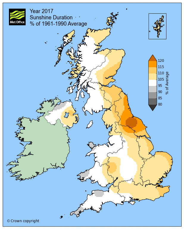 Met Office - Sunshine Map - Annual 2017