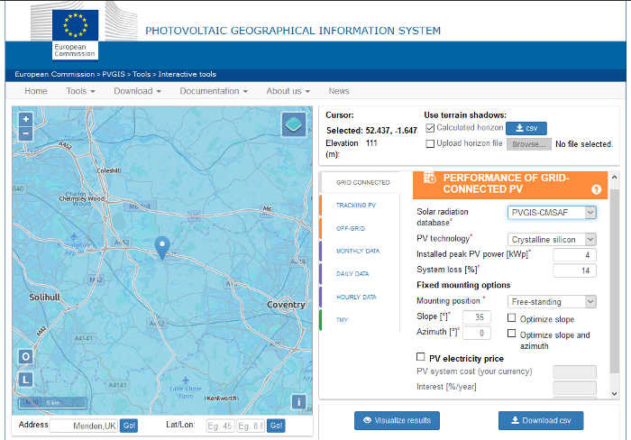 Solar PV Generation Estimation: PVGIS-5 (Beta Release)