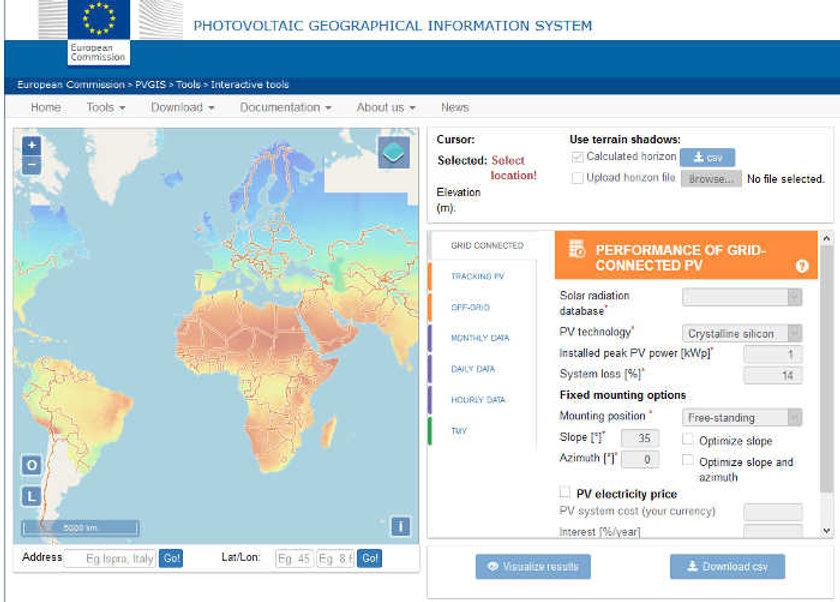 Solar PV Generation Estimation: PVGIS-5 (Beta Release)