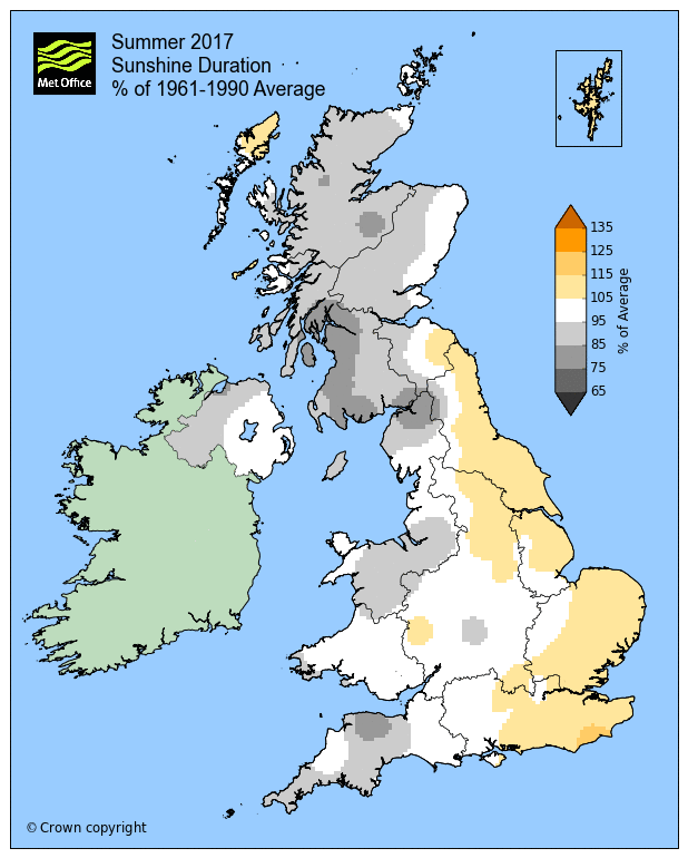 Met Office - Sunshine Map - Summer 2017 (Q3)