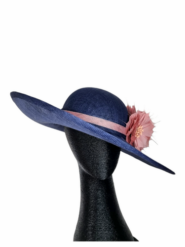 Navy & pink upturned brim hat | Mad As A Hatter
