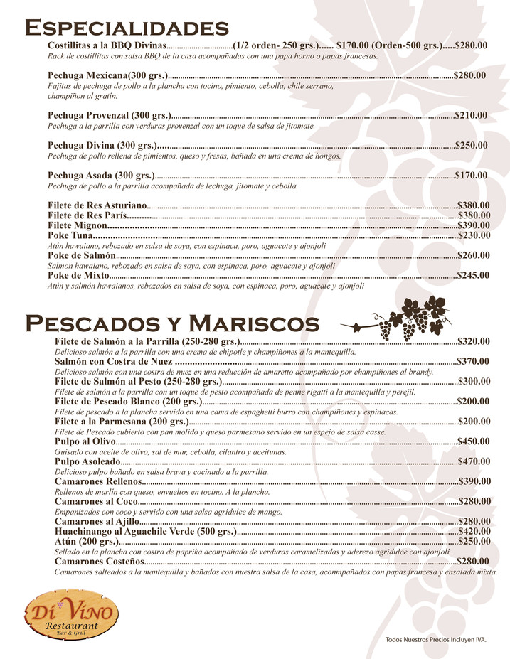 Menú | Dí vino | Restaurant