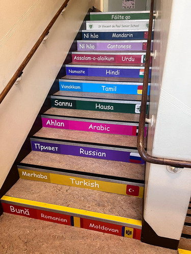 Staircase Stickers - Multilingual 'Hello' Greeting with Country Flag ...