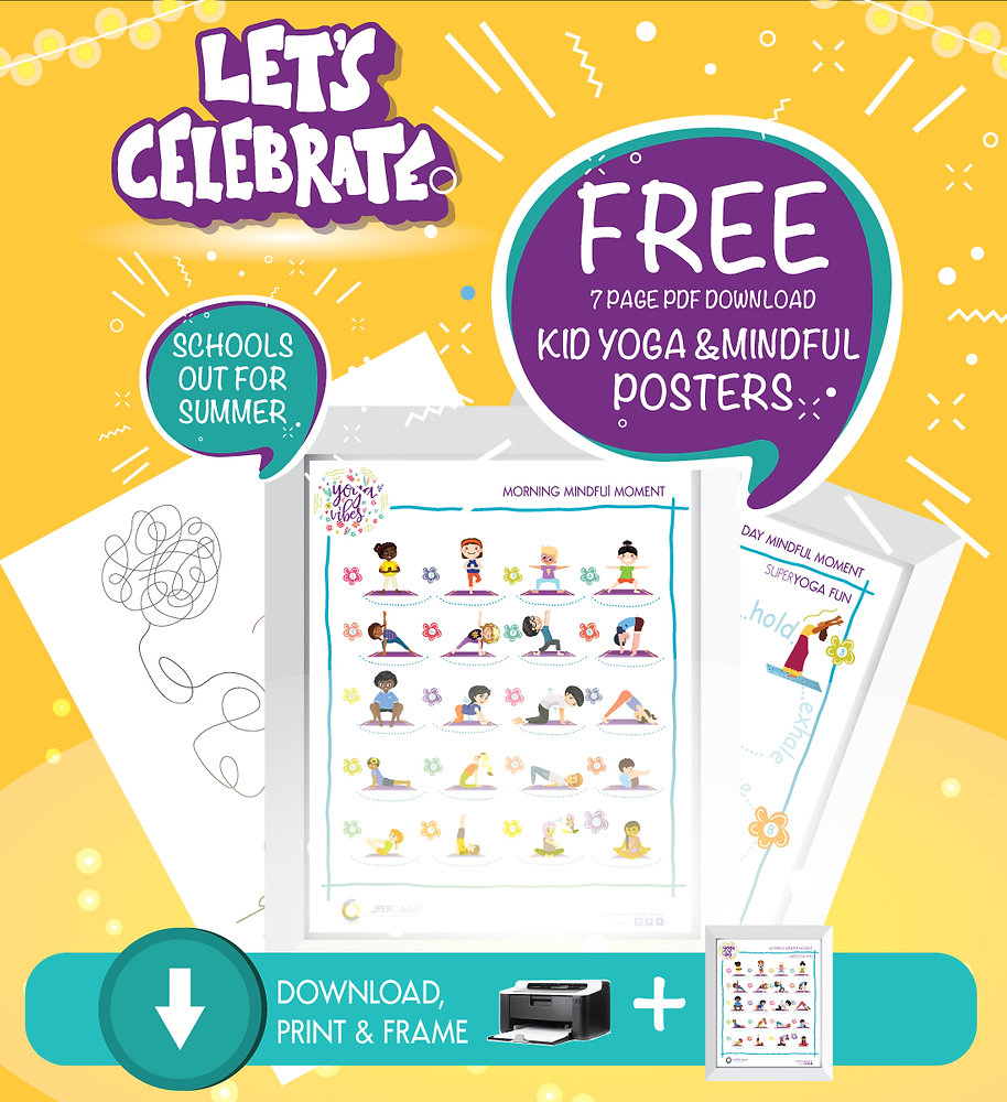 Kid Yoga Poster - Start Summer Days Mindfully
