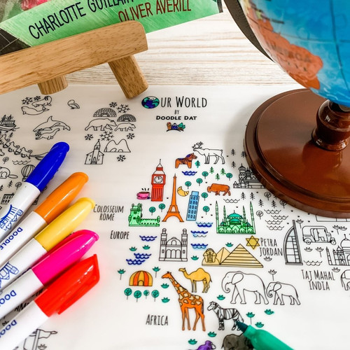 Large Colouring Mat - World Map | Erda Ally