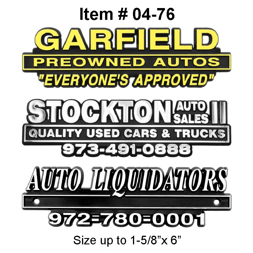 Stock Auto Nameplates | Berlekamp Plastic-Ad Line | Made in the USA