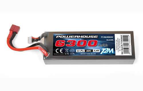 T2M Accu Li-po 7.4V 2S 6300mAH 60C | Team-Modélisme